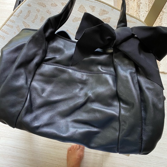 Ann Taylor | Bags | Nwt Ann Taylor Black Leather Ribbon Tote Bag | Poshmark
